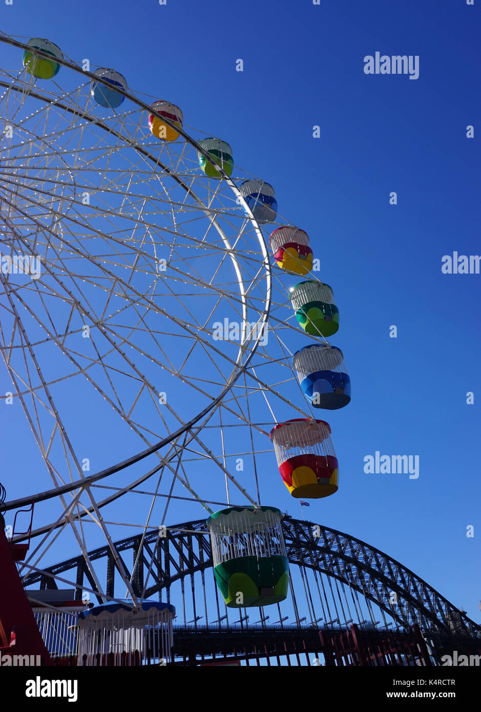 Luna Park Ferris Wheel with Bridge Stock Photo - Alamy