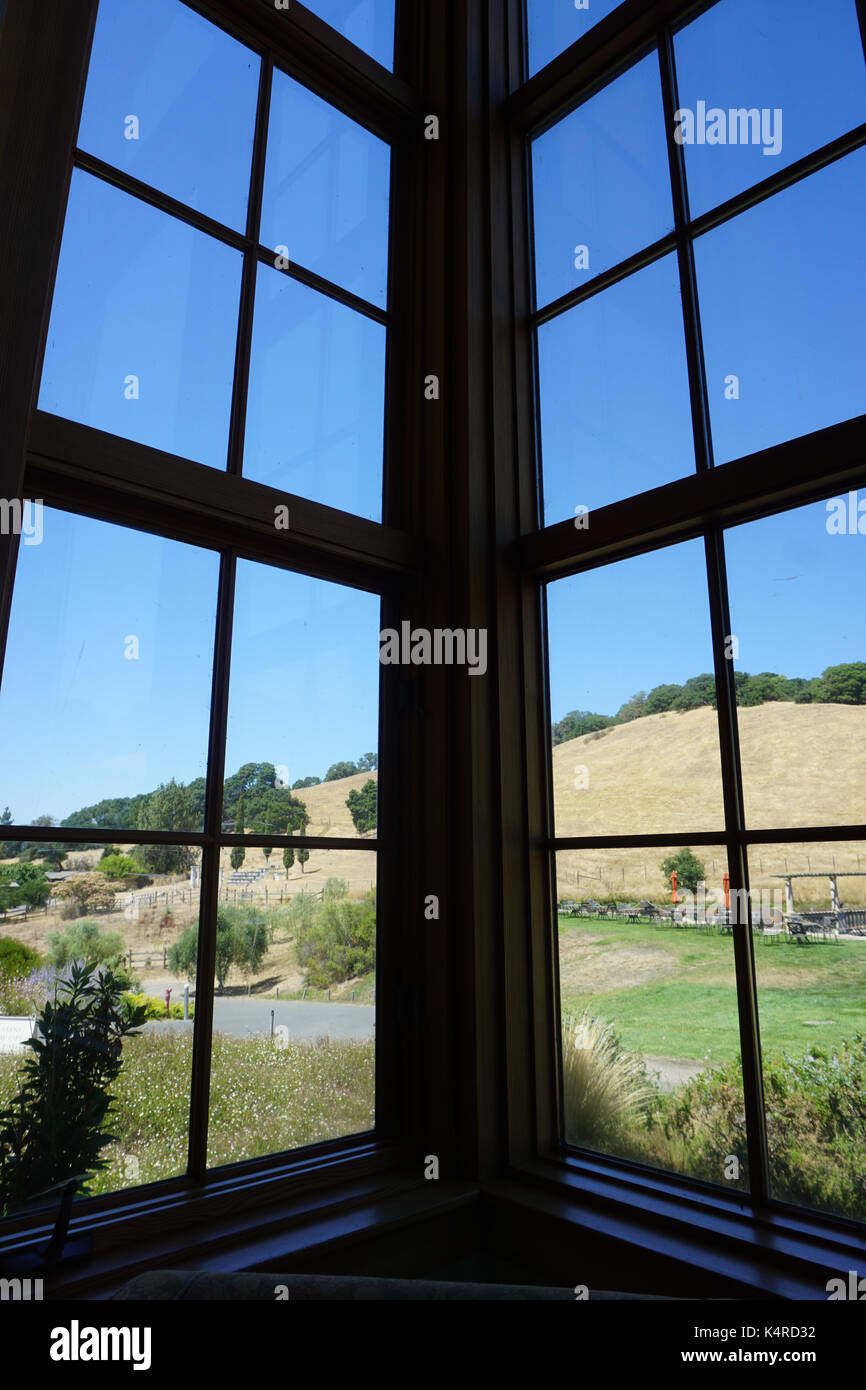 Sonoma Valley Winery View through Window Stock Photo - Alamy