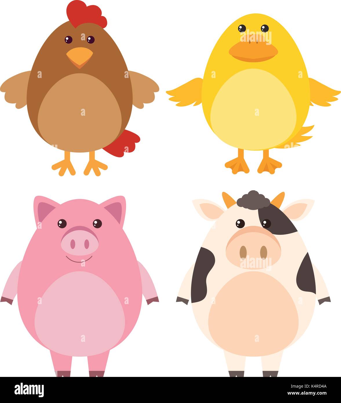 Four different kinds of farm animals illustration Stock Vector Image ...