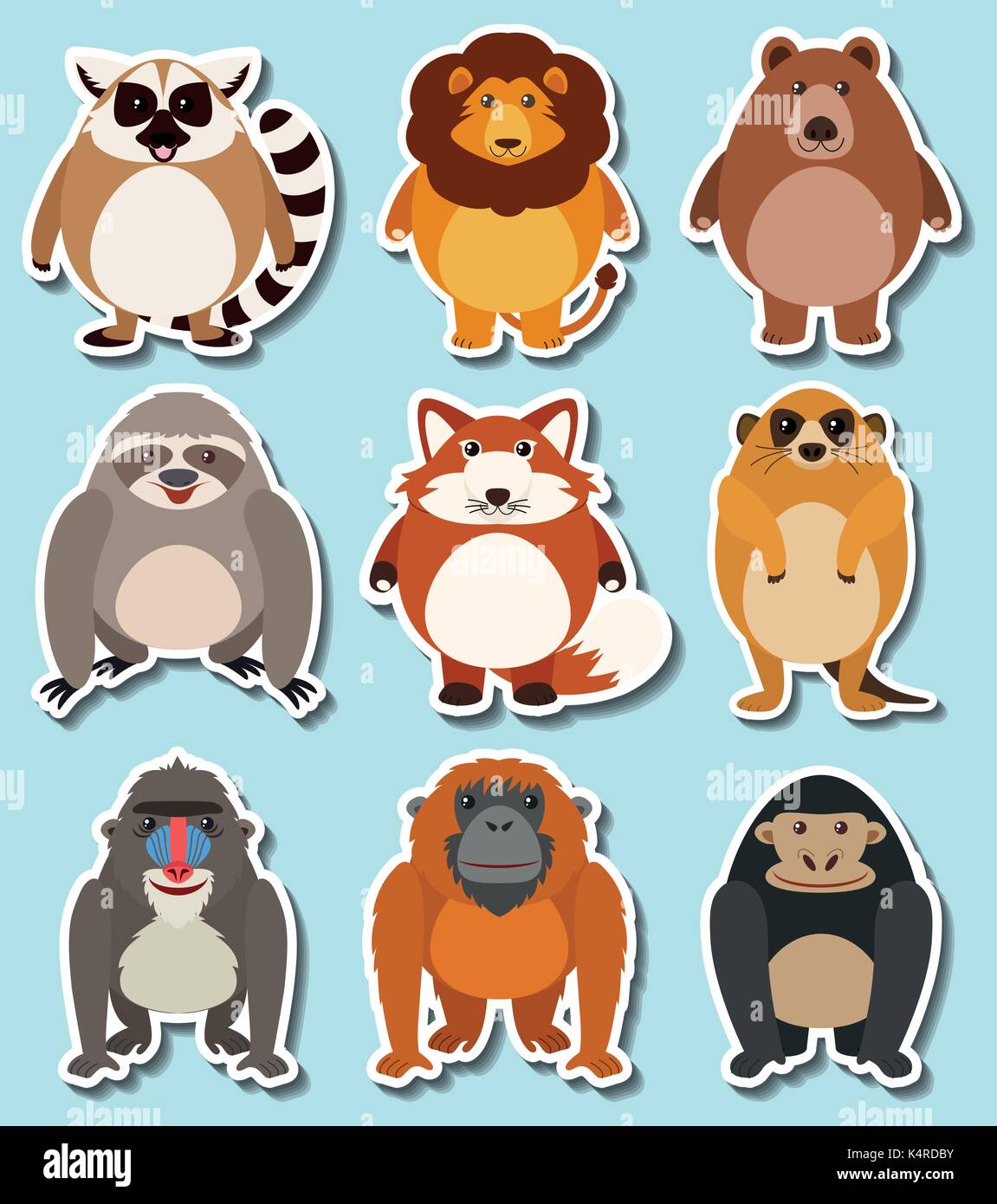 Sticker design for wild animals illustration Stock Vector Image & Art ...