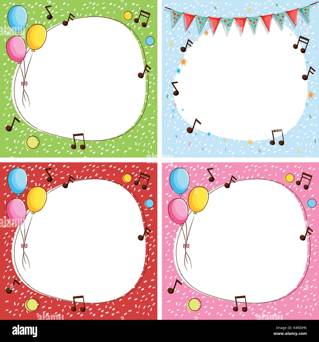 Border template with four color background illustration Stock Vector ...
