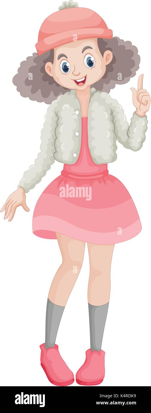 Cute girl in pink skirt illustration Stock Vector Image & Art - Alamy