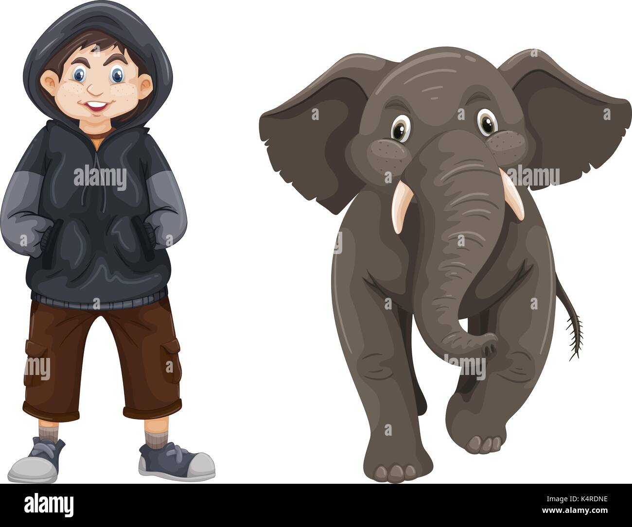 Boy and baby elephant illustration Stock Vector Image & Art - Alamy