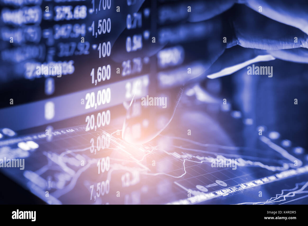 Index graph of stock market financial indicator analysis on LED ...