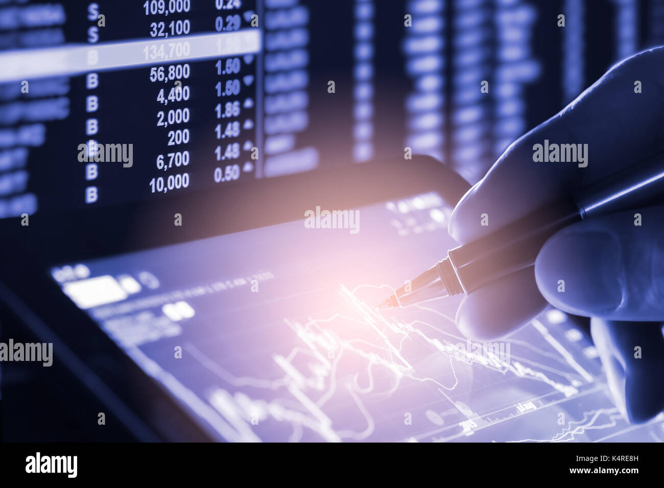Index graph of stock market financial indicator analysis on LED ...