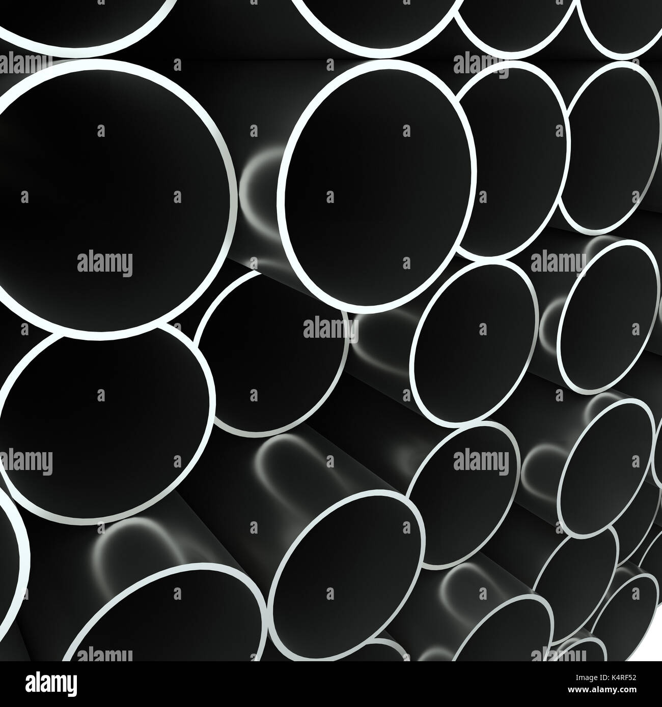 Stack of steel pipes. 3D Illustration Stock Photo - Alamy