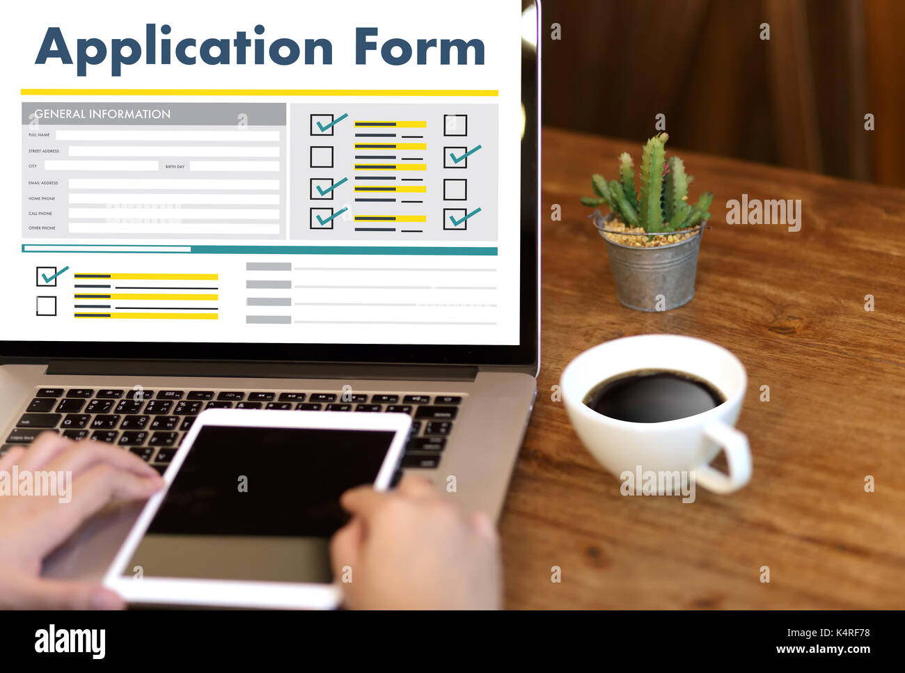 business man working on laptop computer use Online Web Job Application ...