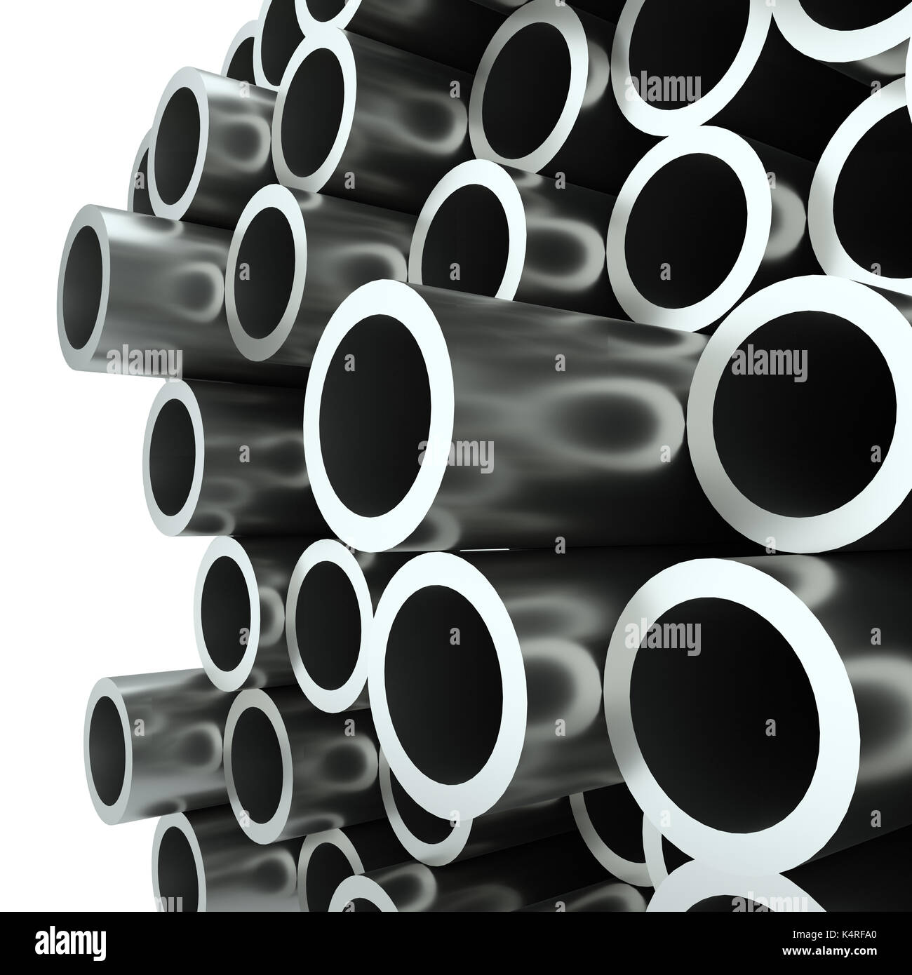 Stack of steel pipes. 3D Illustration Stock Photo - Alamy