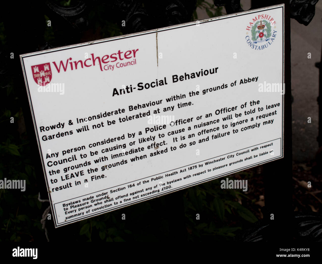 Anti social behaviour sign winchester hi-res stock photography and ...