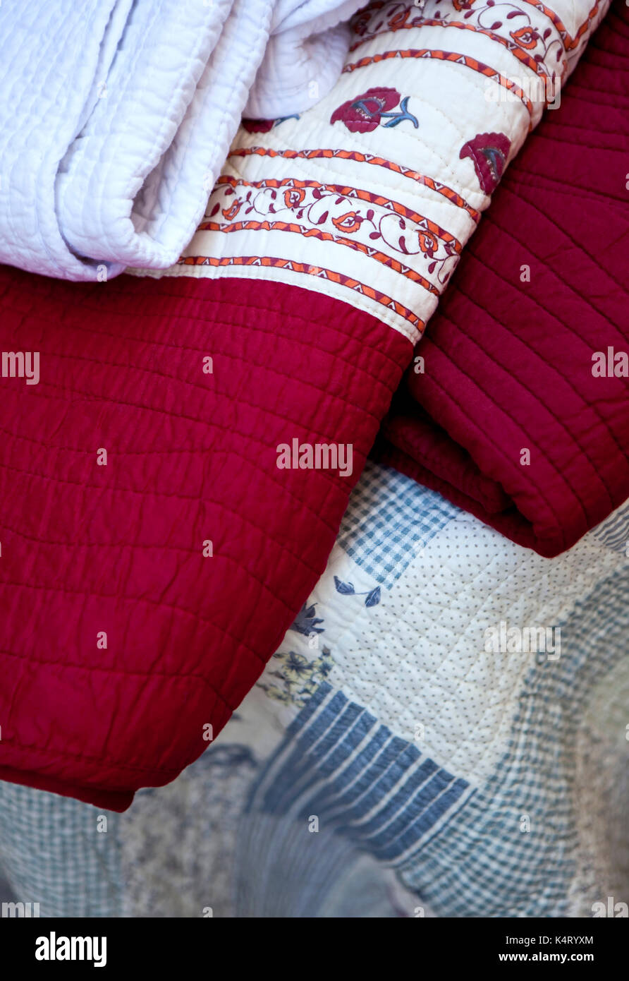 Patchwork quilts on the market stall in Provence Stock Photo - Alamy