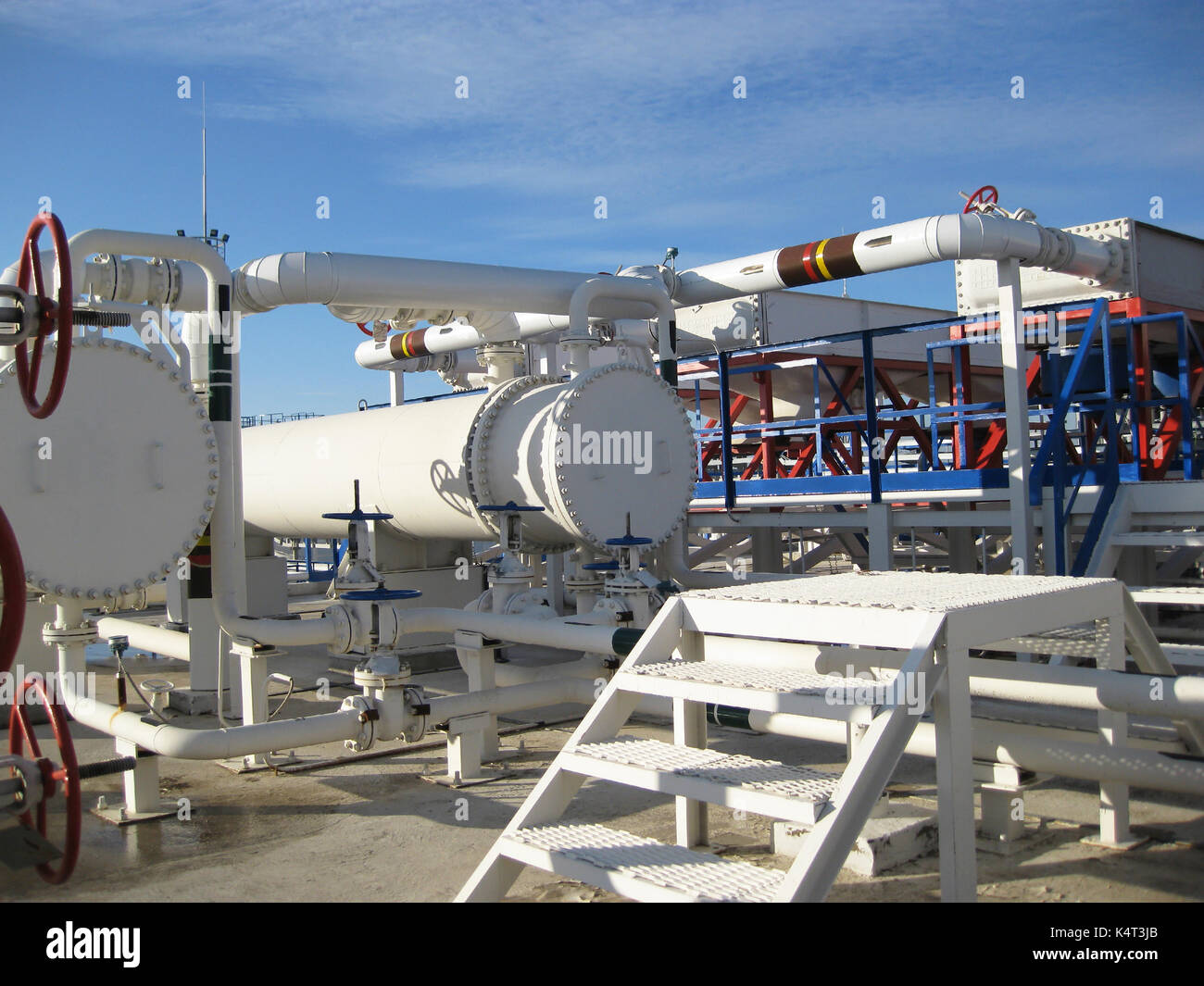Heat exchangers in a refinery. The equipment for oil refining Stock ...