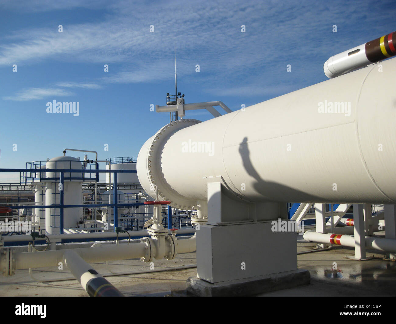 Heat exchangers in a refinery. The equipment for oil refining Stock ...