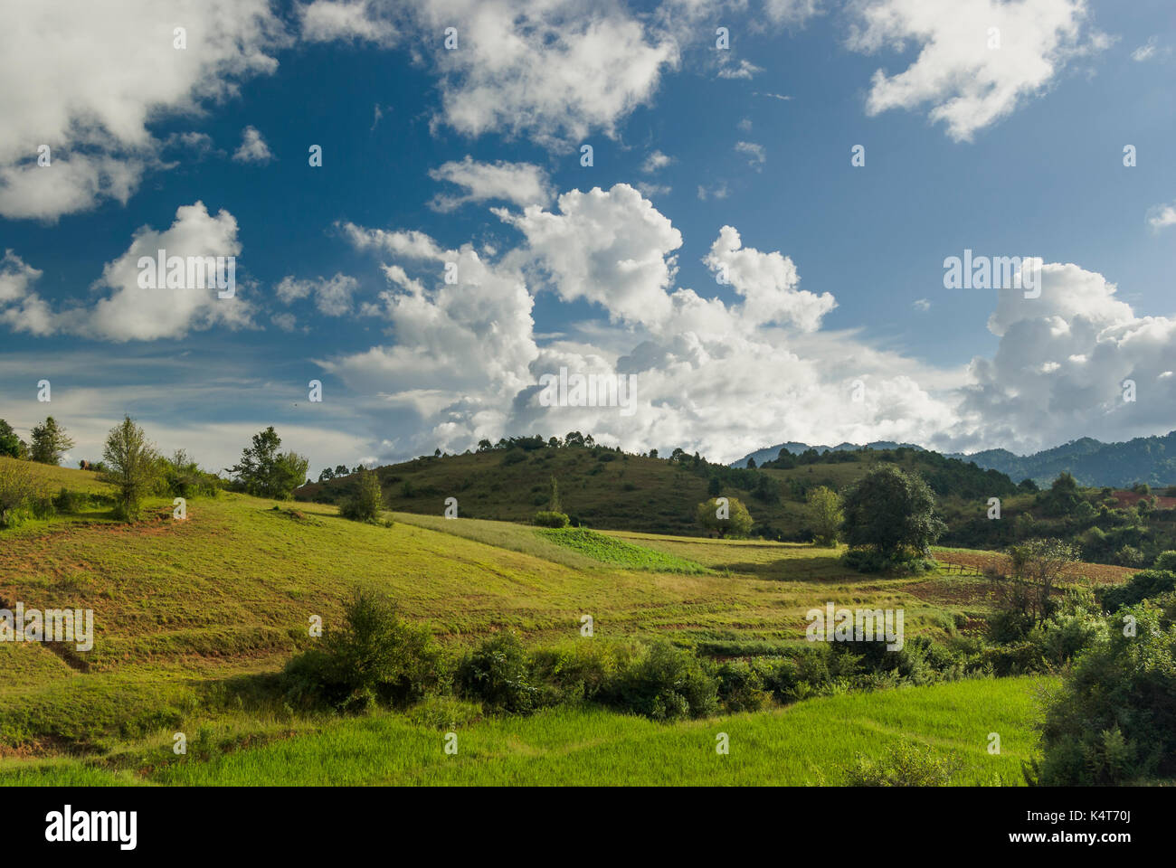 Rural Landscape of farmland, Shan State, Burma, Myanmar, South East ...