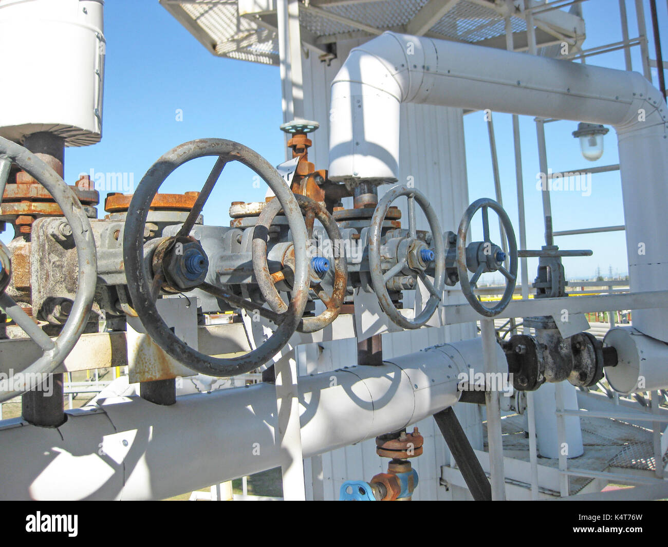 pipelines and latches. Oil refinery. Equipment for primary oil refining ...