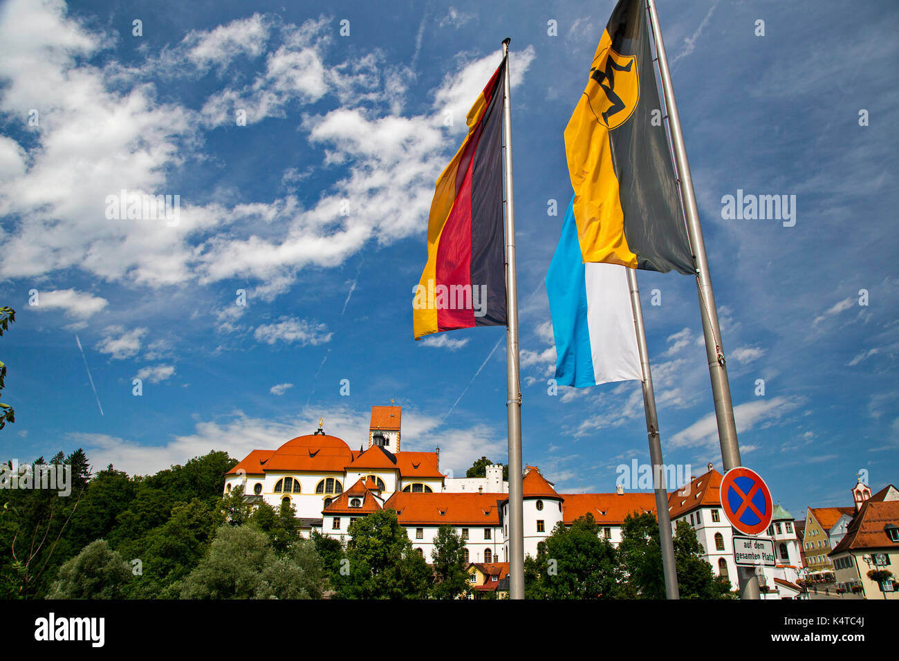 Hohes Schloss (castle) in Fussen Bavaria, Germany in the background ...