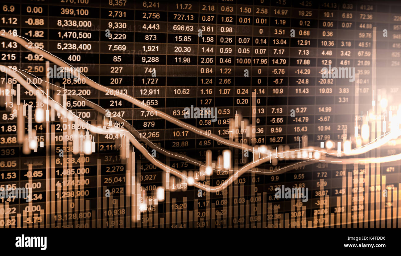 Index graph of stock market financial indicator analysis on LED ...
