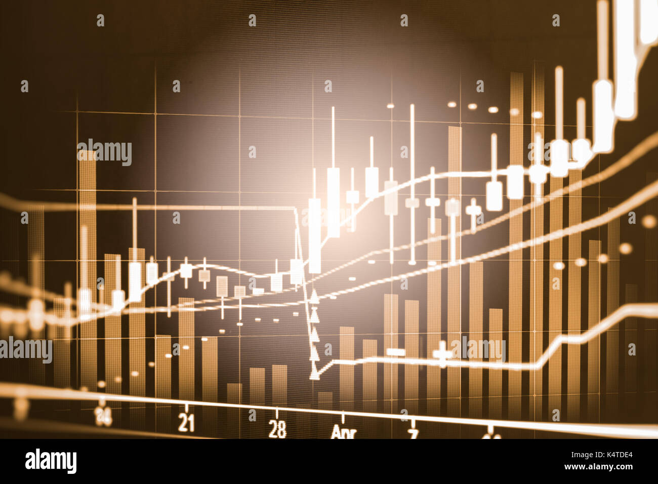 Index graph of stock market financial indicator analysis on LED ...