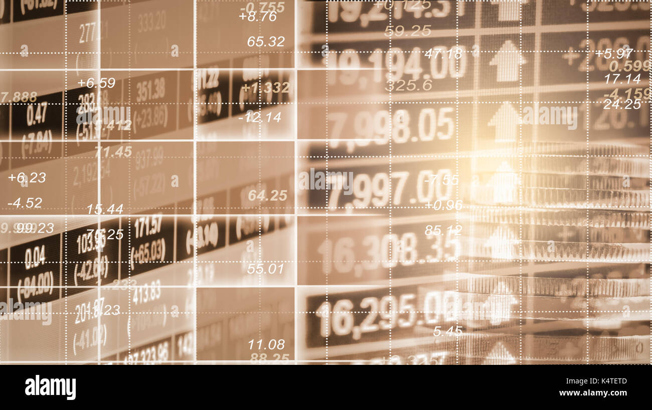 Index graph of stock market financial indicator analysis on LED ...