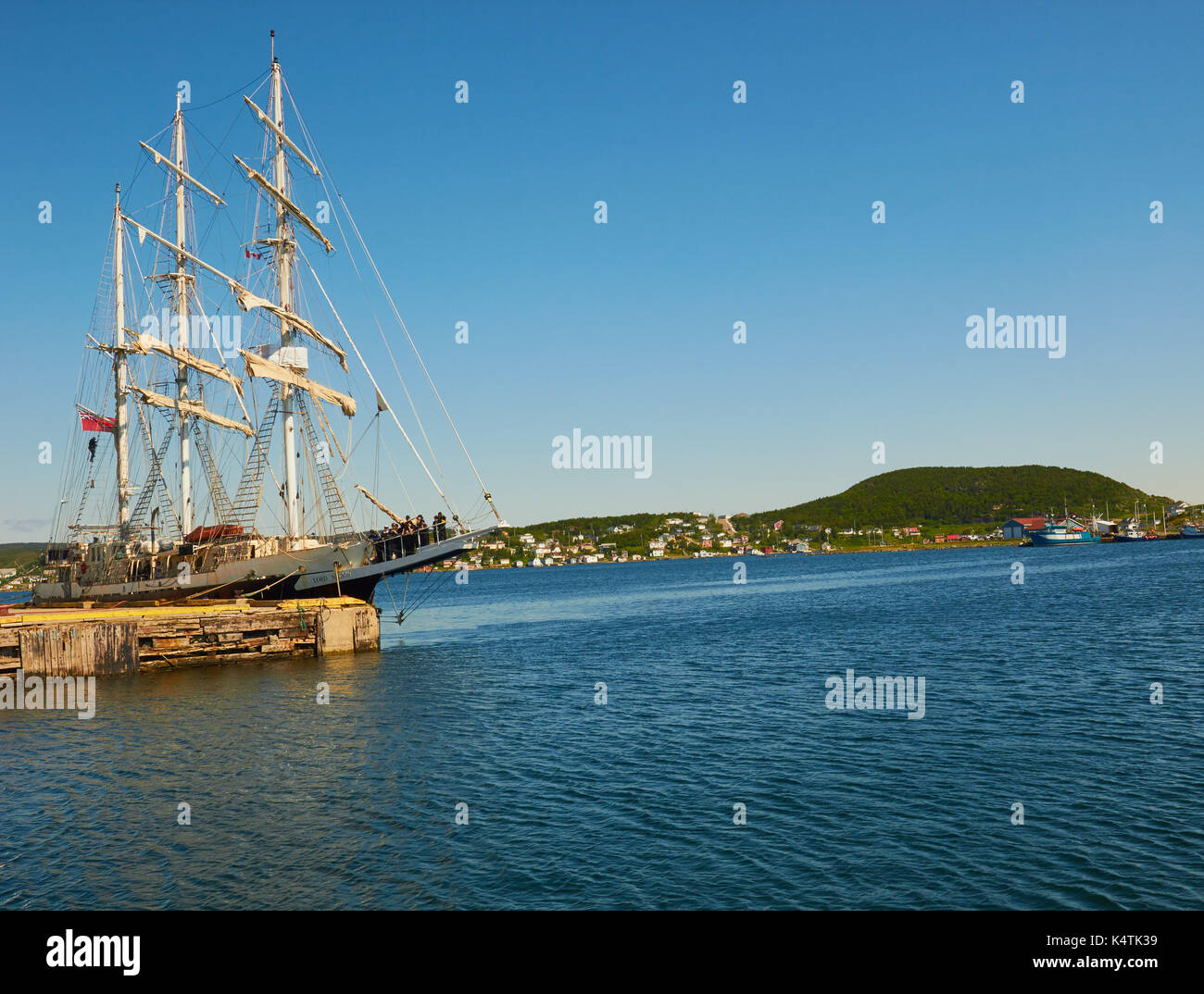 Sailing ship Lord Nelson moored in harbour, St Anthony, Great Northern ...