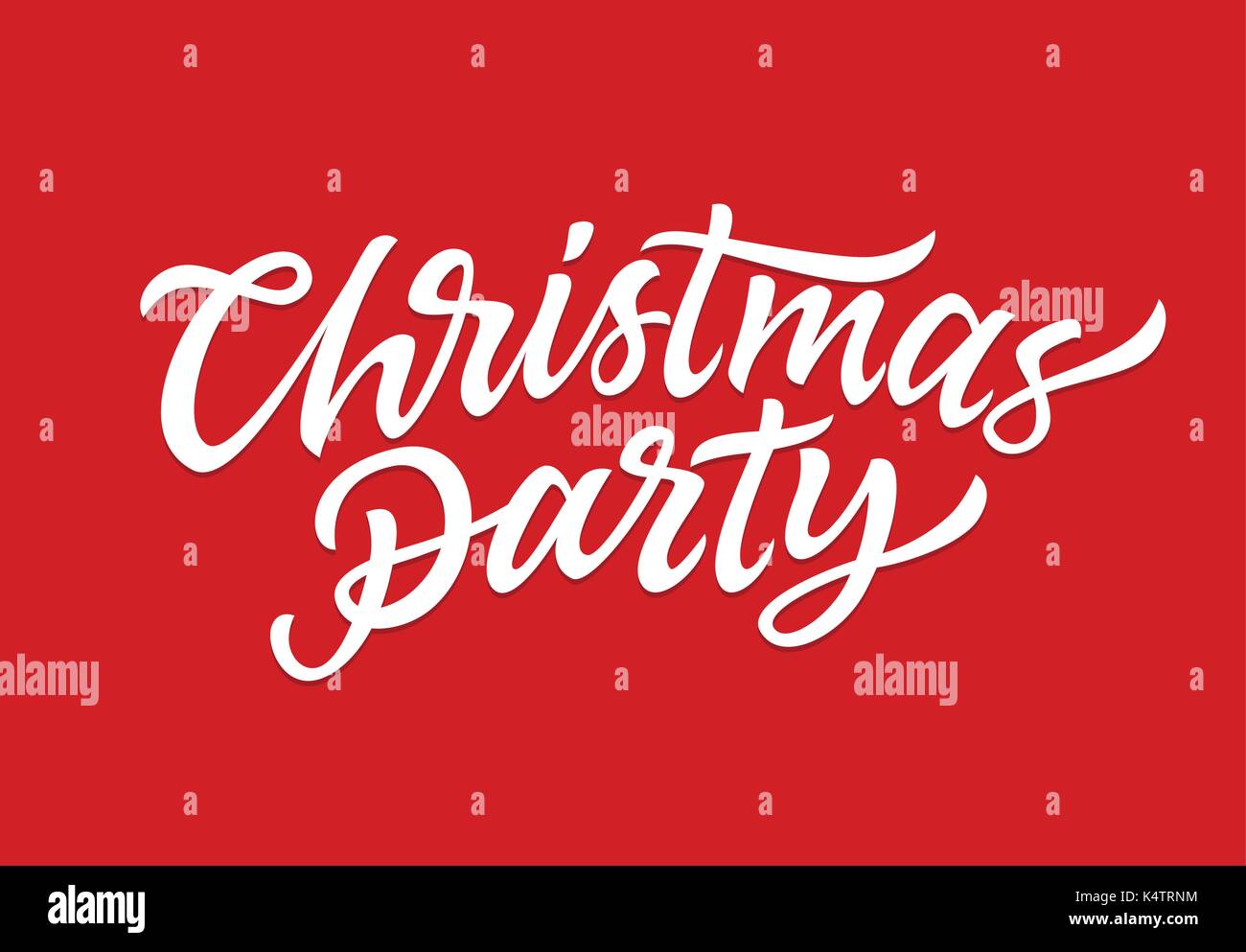Christmas Party - vector hand drawn brush pen lettering design on red ...