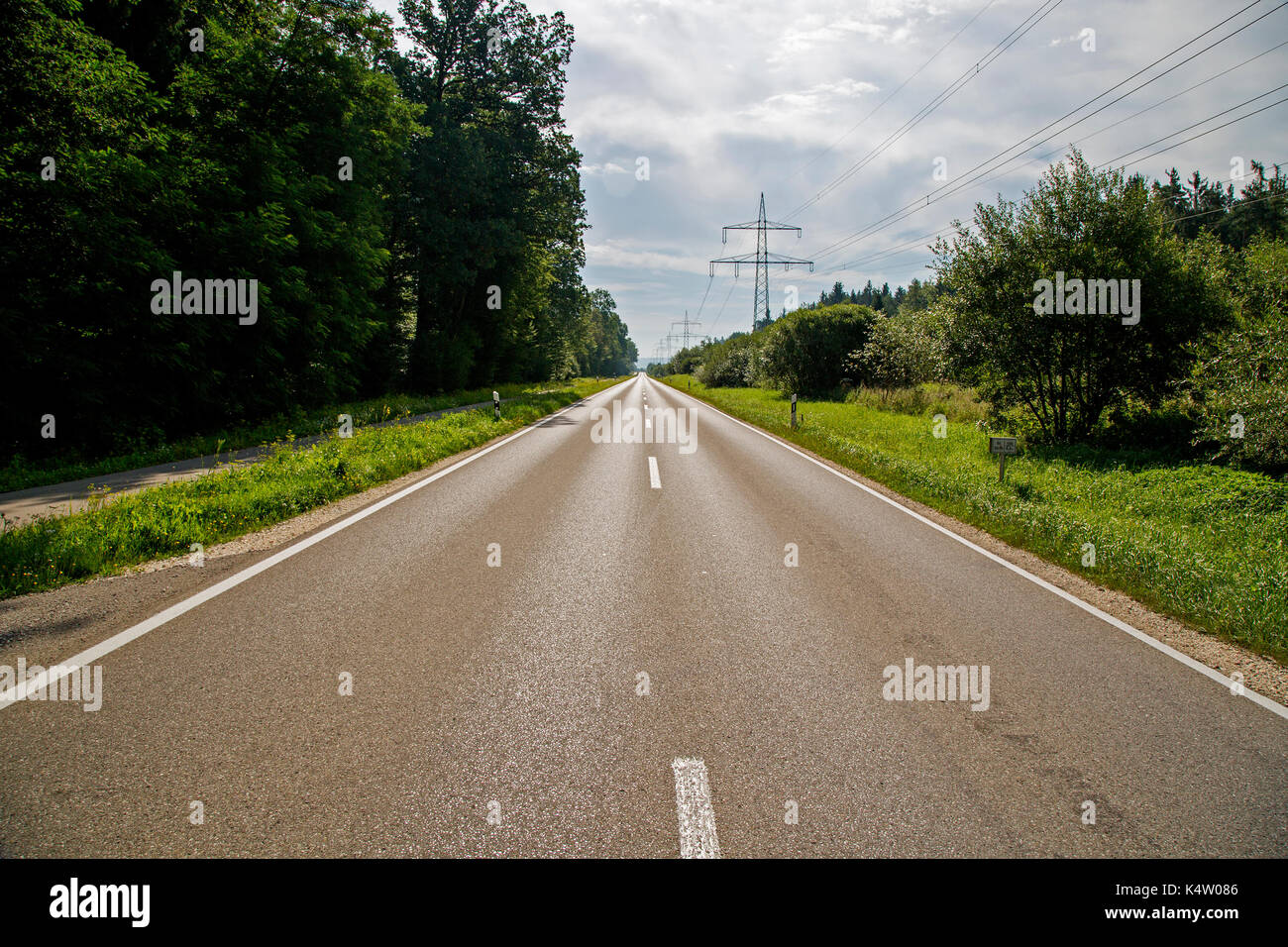 A long, straight (Roman) road near Memmingen, Bavaria, Germany Stock ...