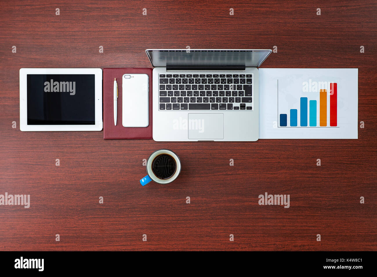 Top view of office desk Stock Photo - Alamy
