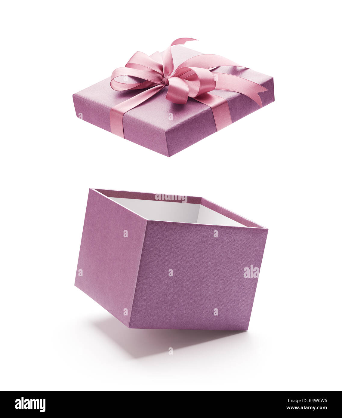 Purple open gift box isolated on white background - Clipping path ...