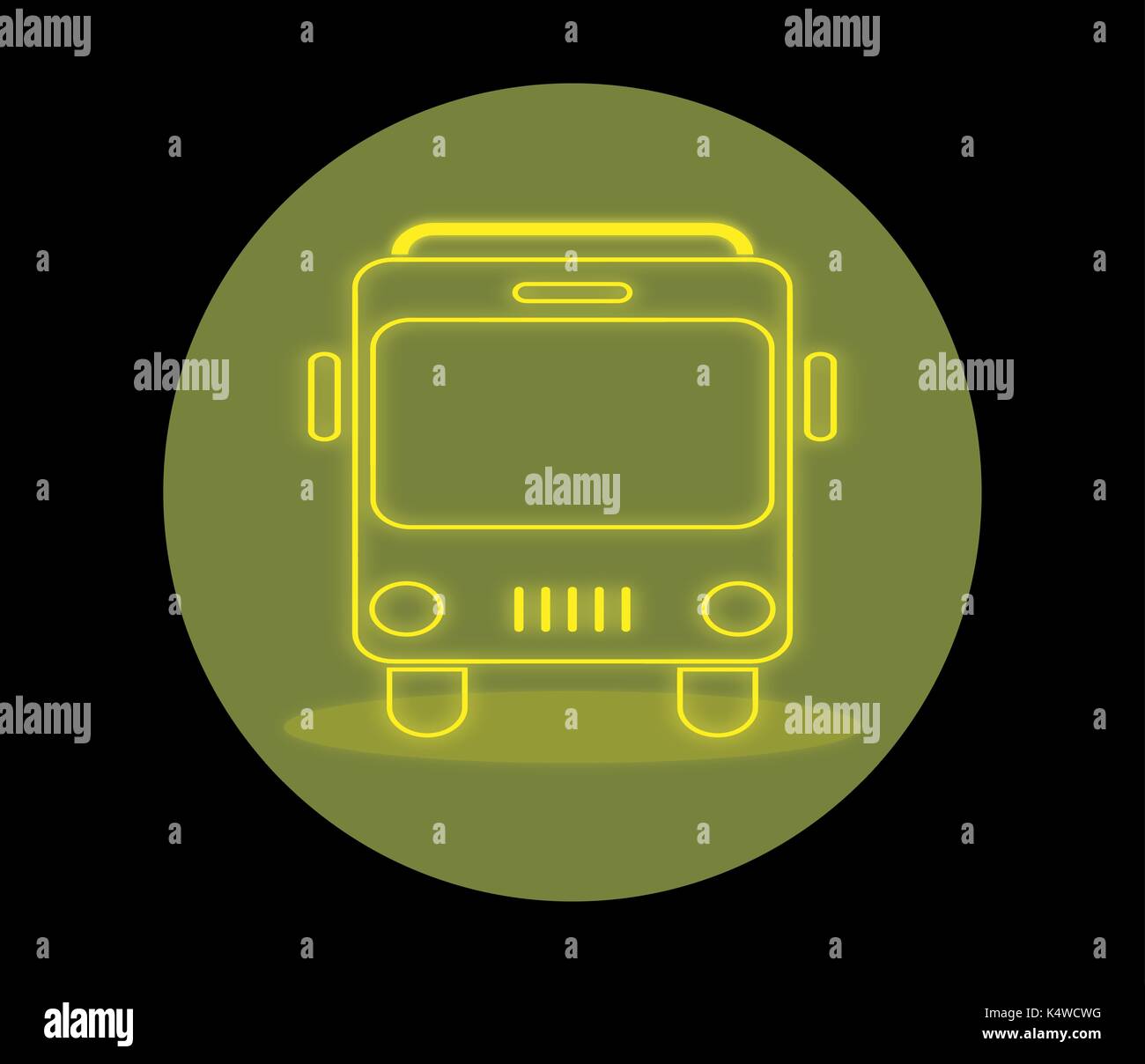 Yellow bus line Glow icon in dark background Vector Stock Vector Image ...