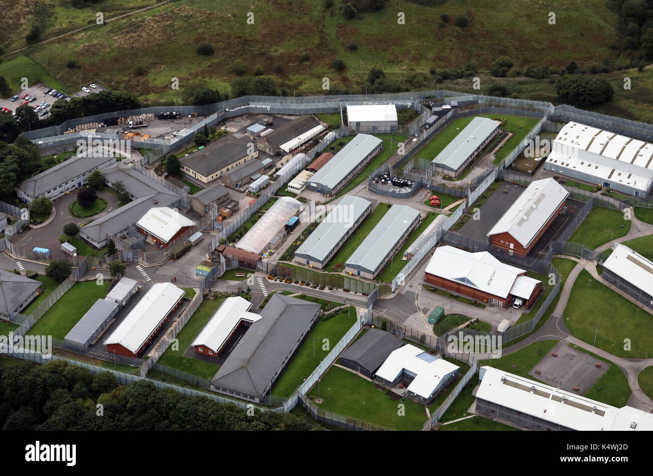 aerial view of HMP Buckley Hall Prison near Rochdale, Lancashire, UK ...