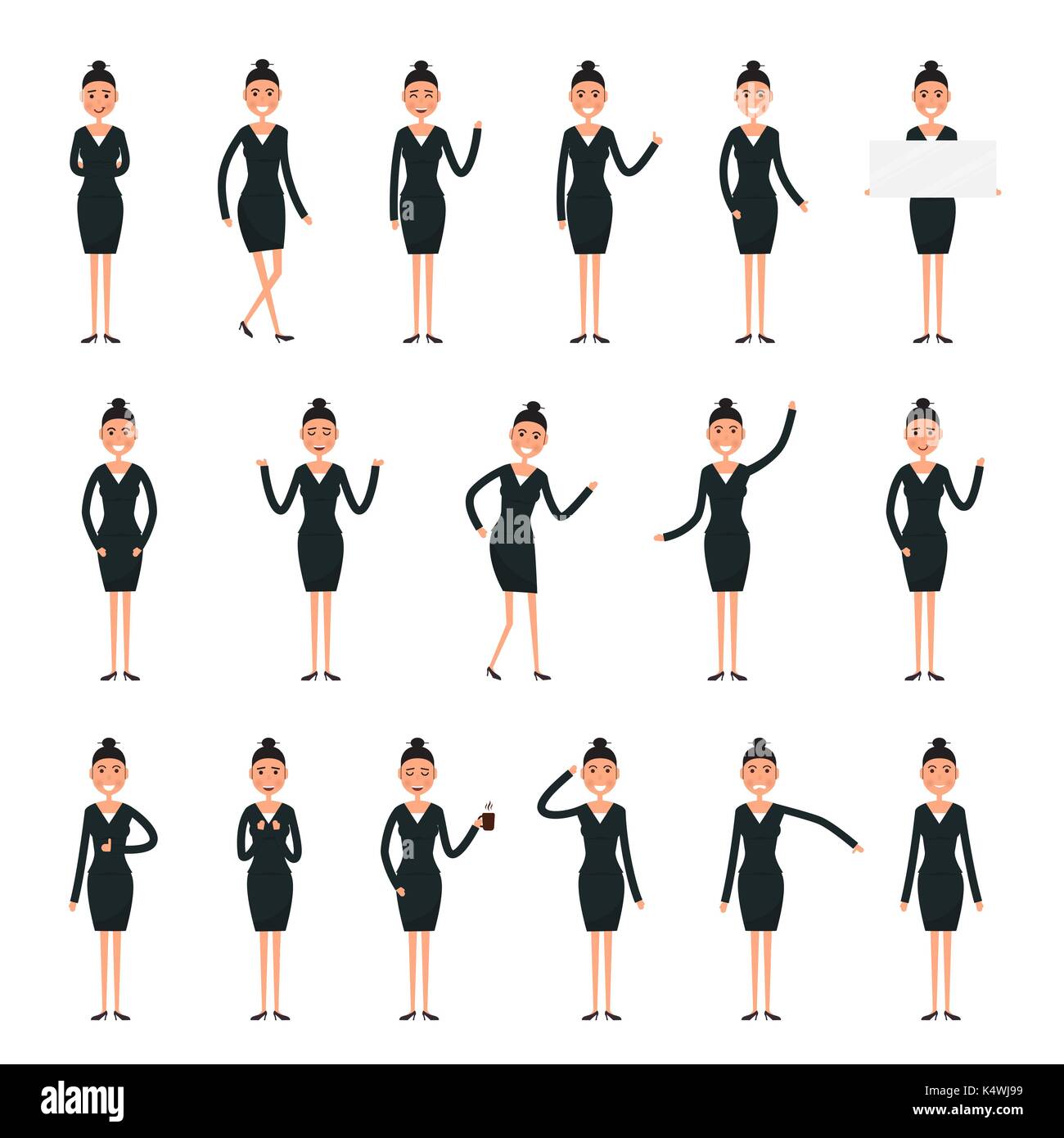 Female character creation set.Businesswomen characters.Set of a girl in ...