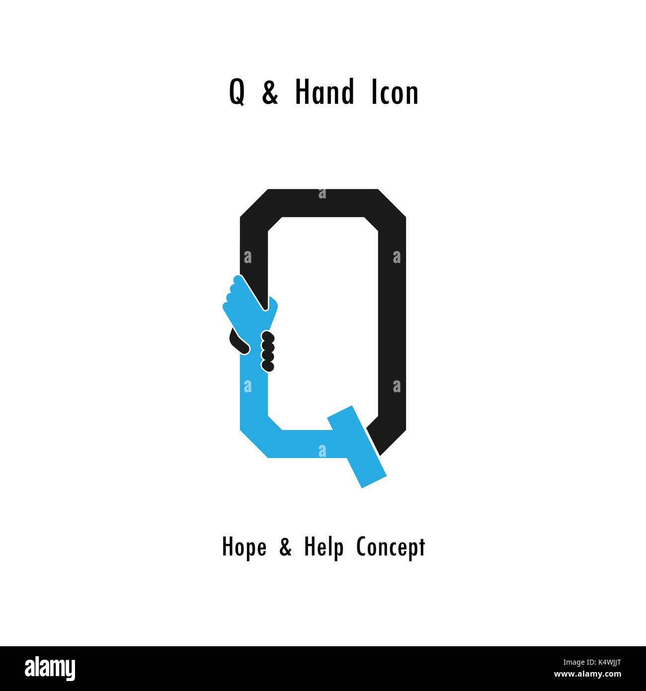 Creative Q- alphabet icon abstract and hands icon design vector ...