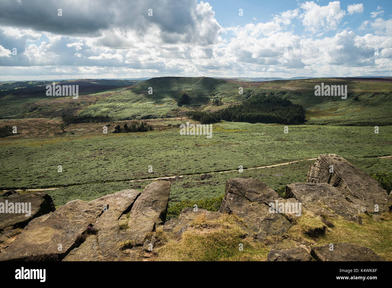 Beautiful landscape image of Burbage Edge and Rocks in Summer in Peak ...