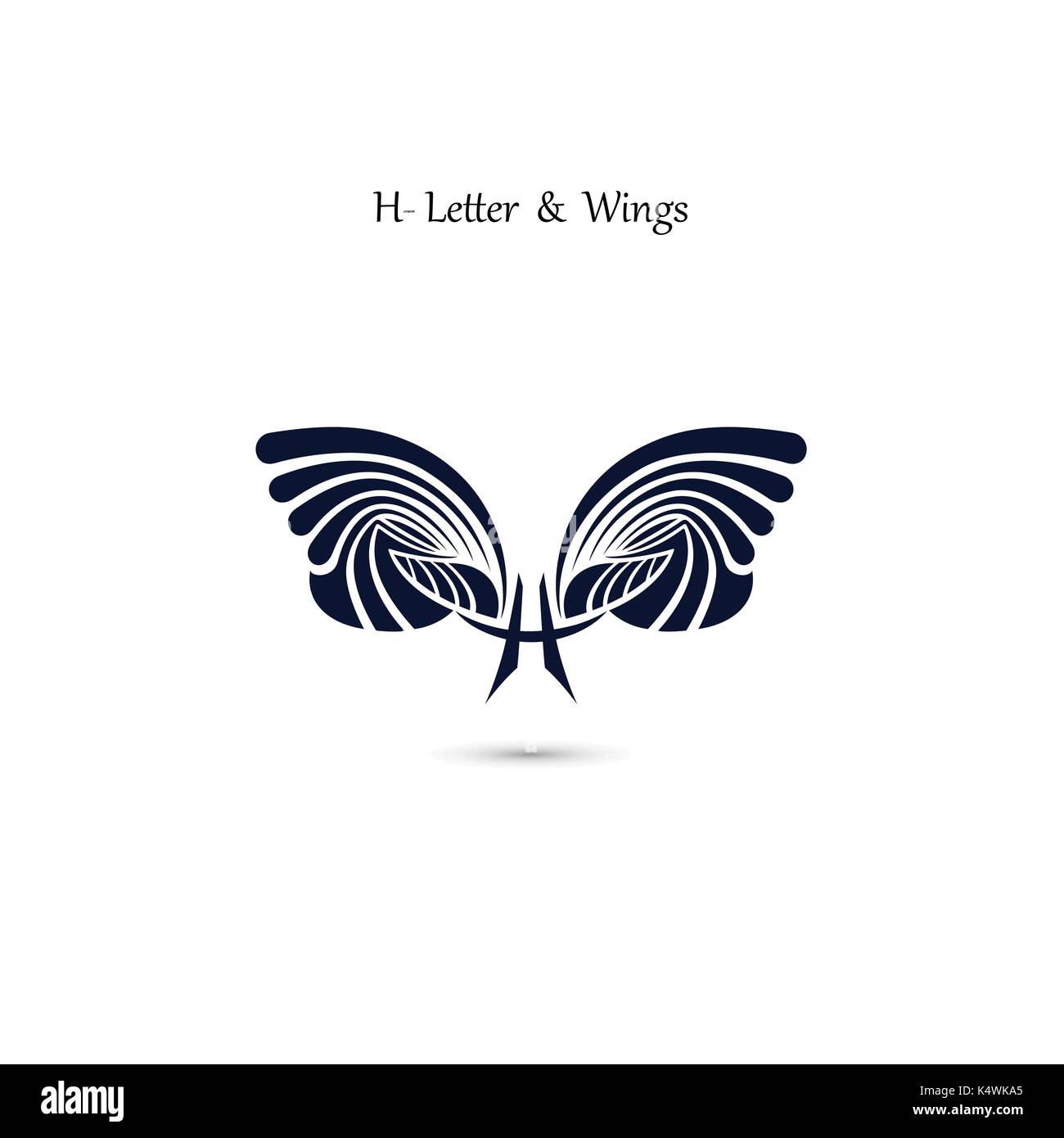 H-letter sign and angel wings.Monogram wing vector logo template ...