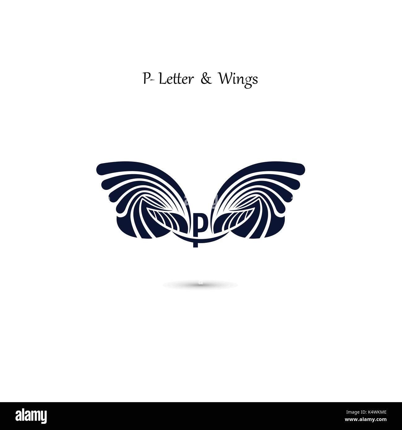P-letter sign and angel wings.Monogram wing vector logo template ...
