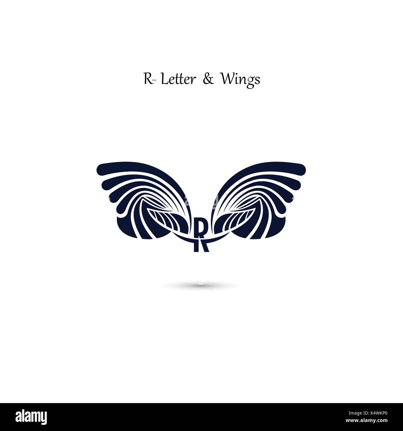R-letter sign and angel wings.Monogram wing vector logo template ...