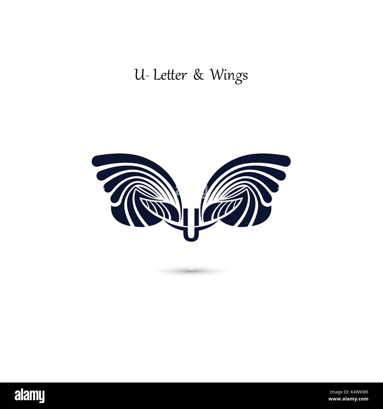 U-letter sign and angel wings.Monogram wing vector logo template ...