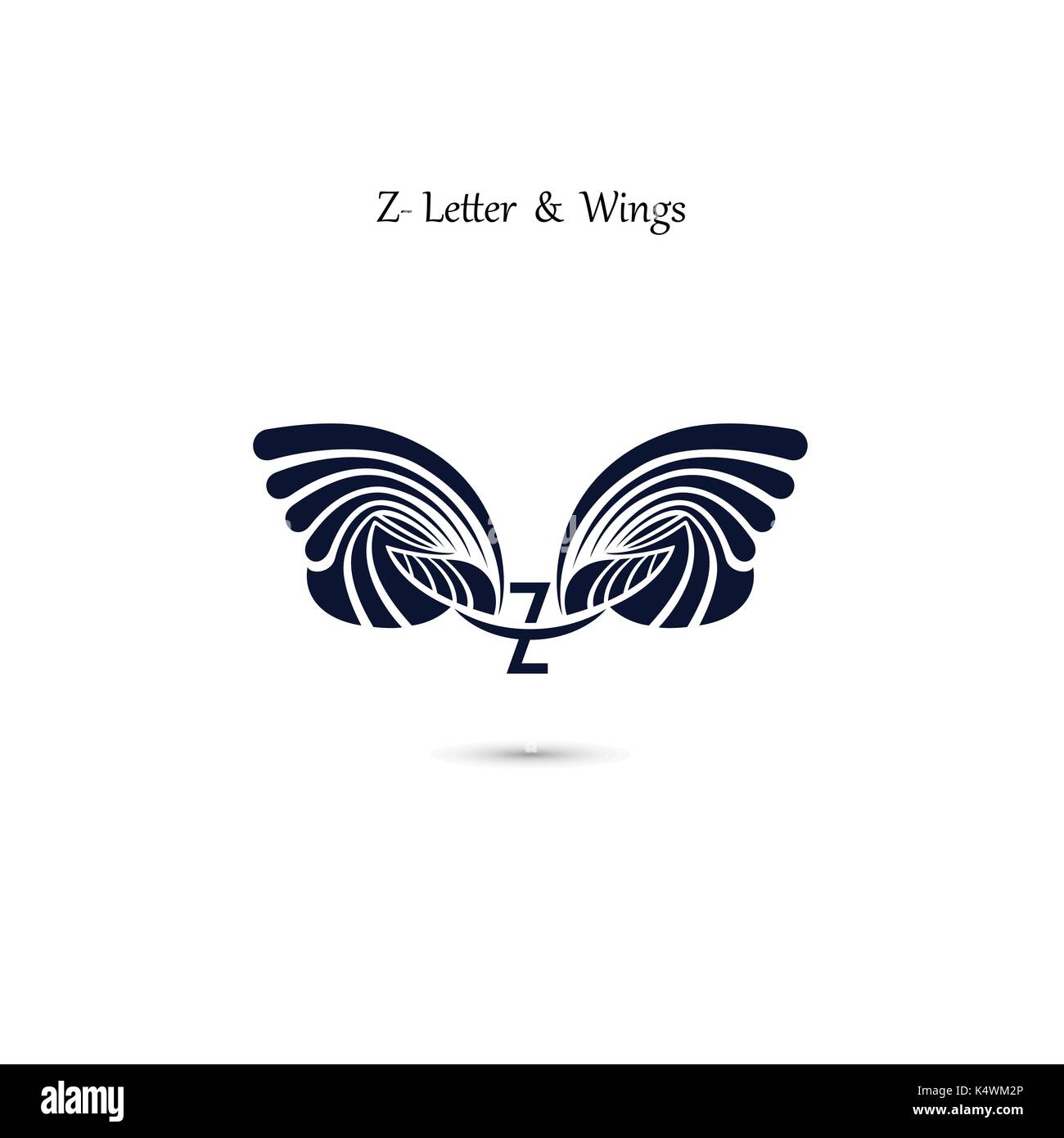 Z-letter sign and angel wings.Monogram wing vector logo template ...