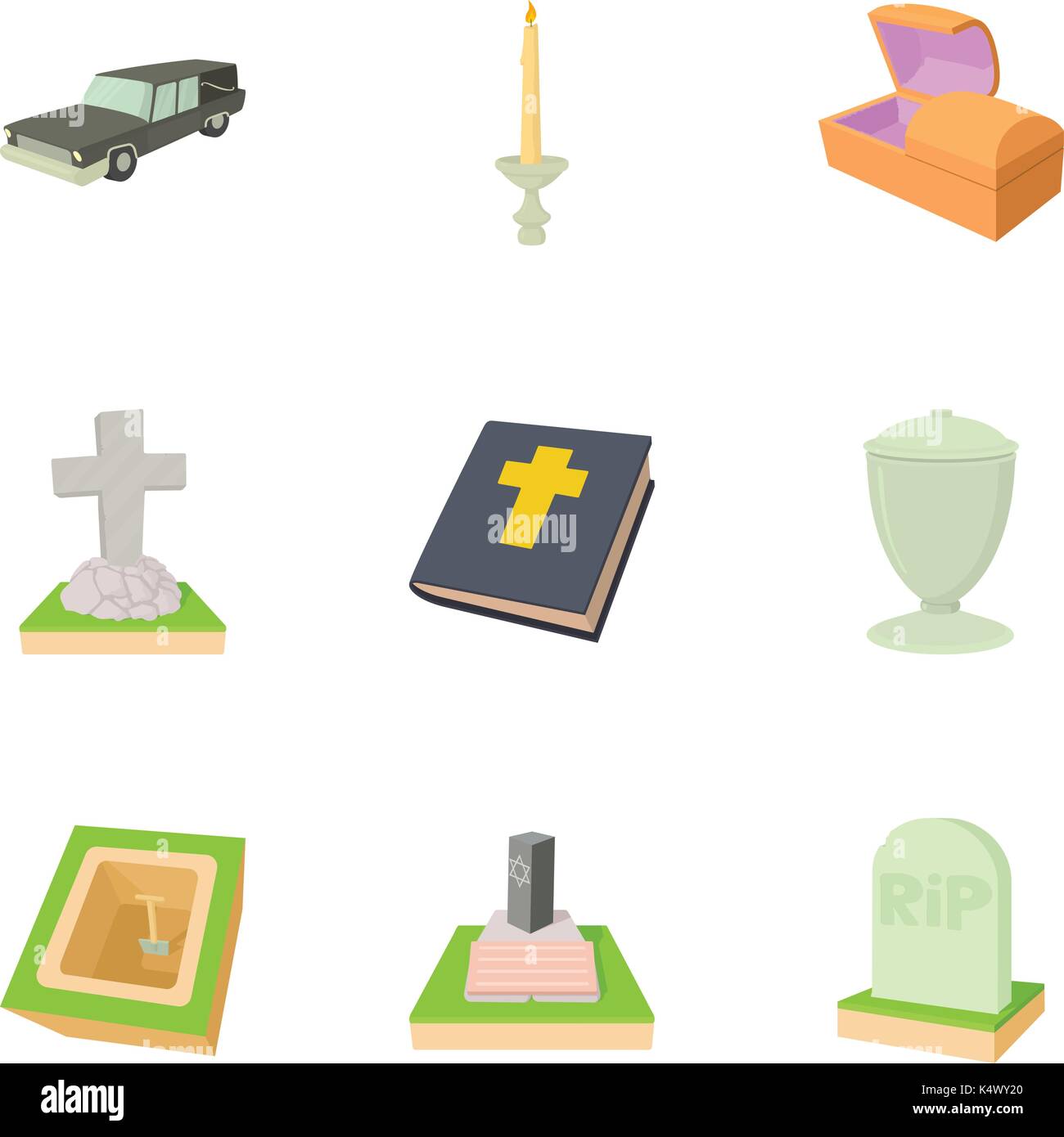 Funeral icons set, cartoon style Stock Vector Image & Art - Alamy