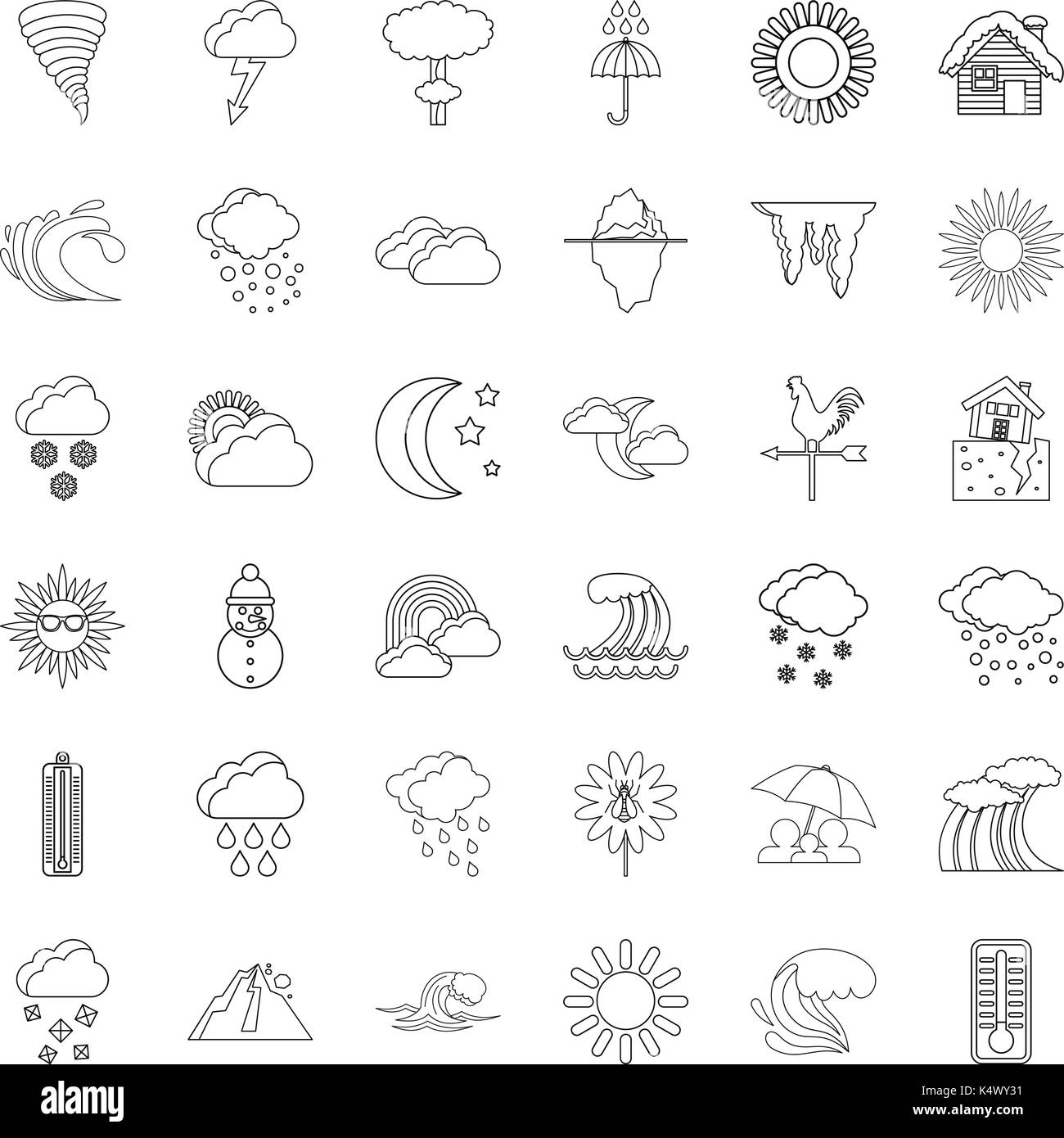 Weather forecast icons set, outline style Stock Vector Image & Art - Alamy