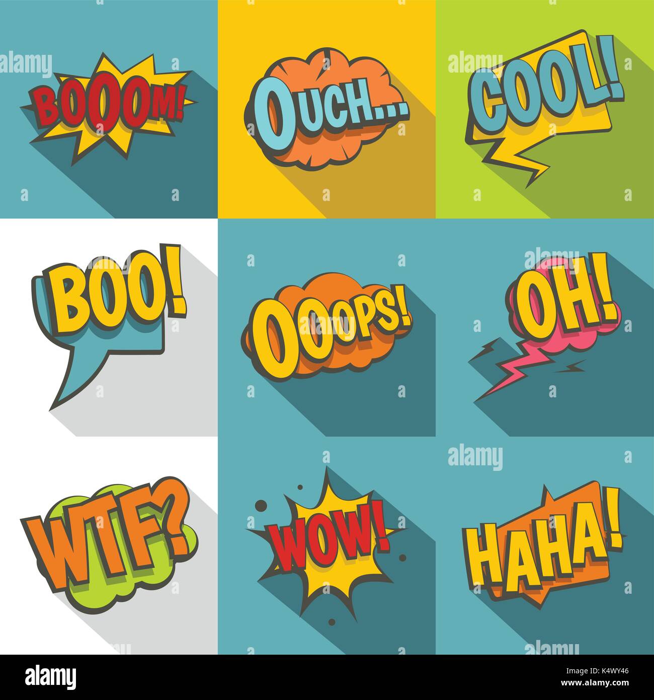 Comic sounds icon set, flat style Stock Vector Image & Art - Alamy