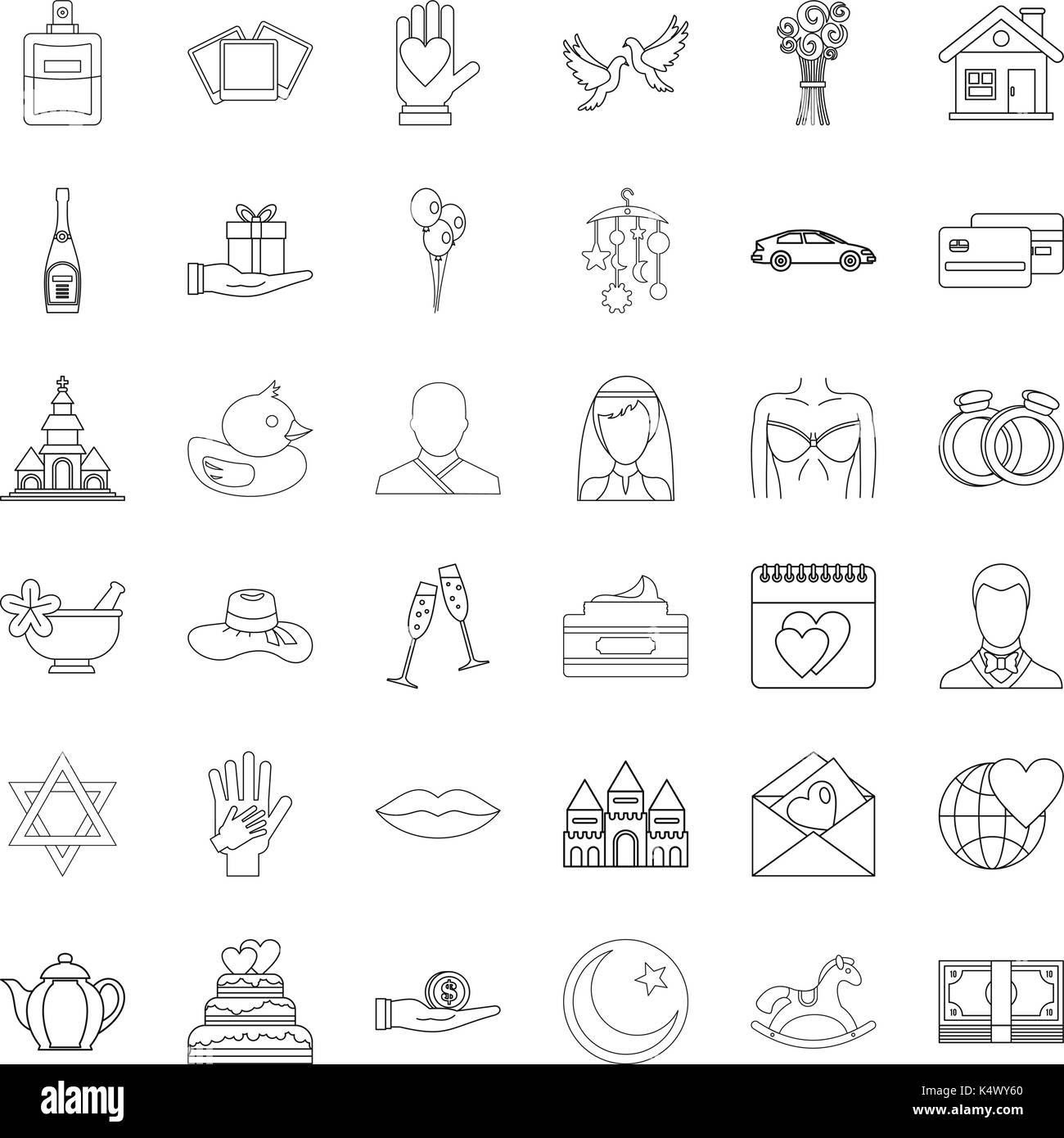 Bride icons set, outline style Stock Vector Image & Art - Alamy