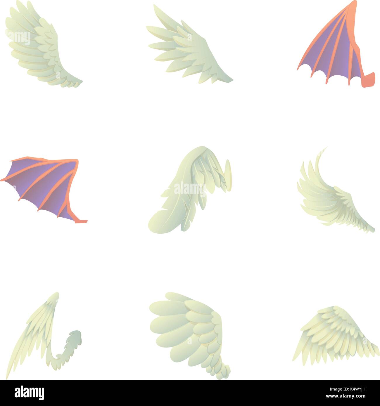 Wings icons set, cartoon style Stock Vector Image & Art - Alamy