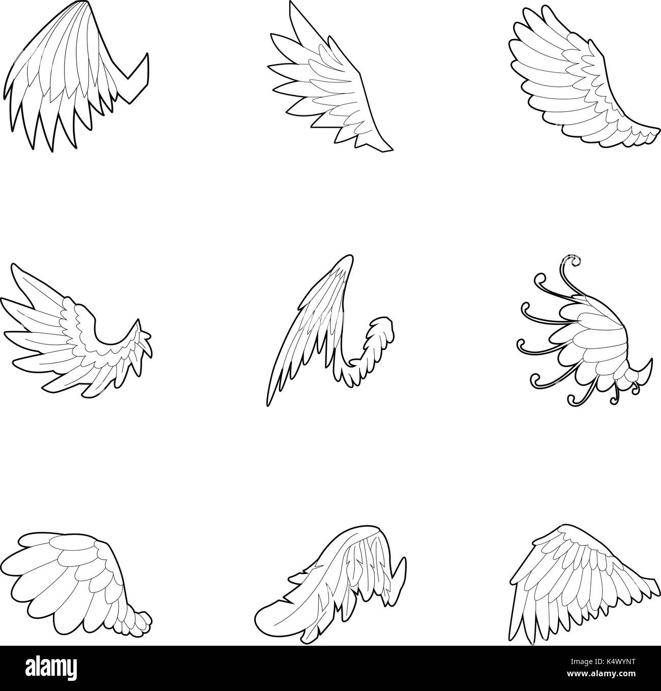 Wings of angel icons set, outline style Stock Vector Image & Art - Alamy