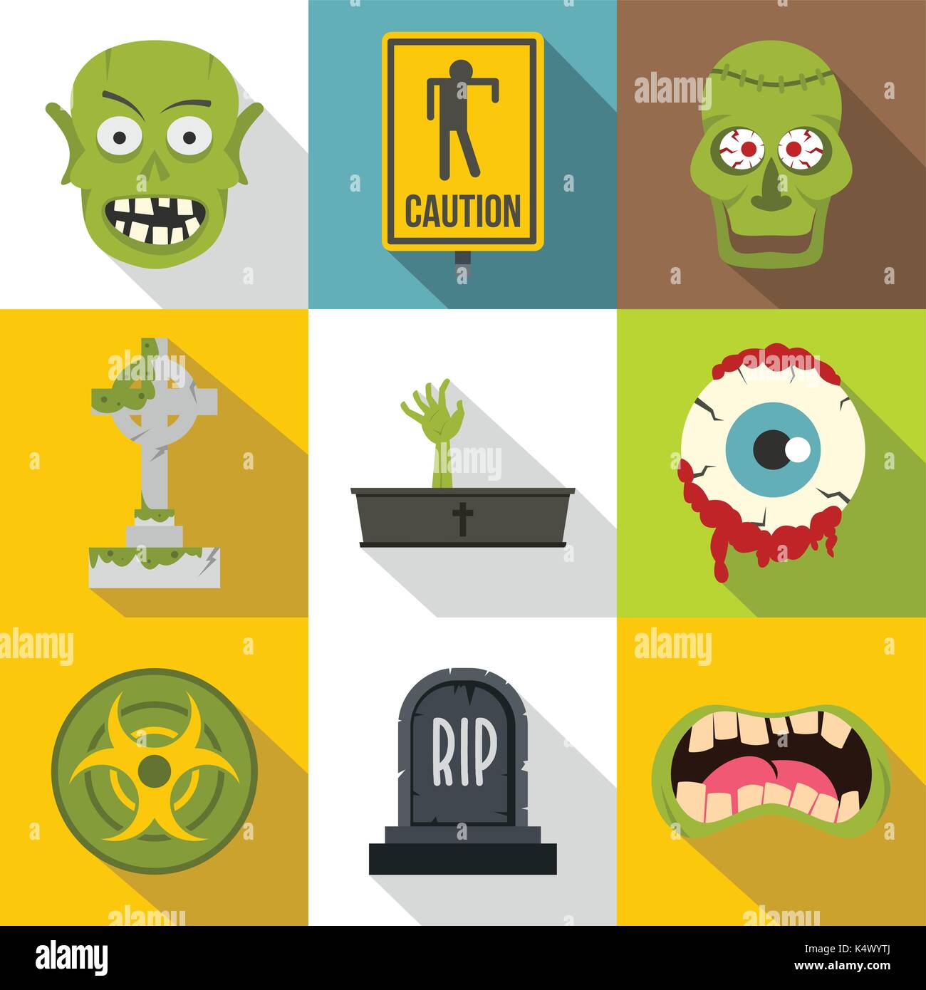 Halloween zombie icon set, flat style Stock Vector Image & Art - Alamy