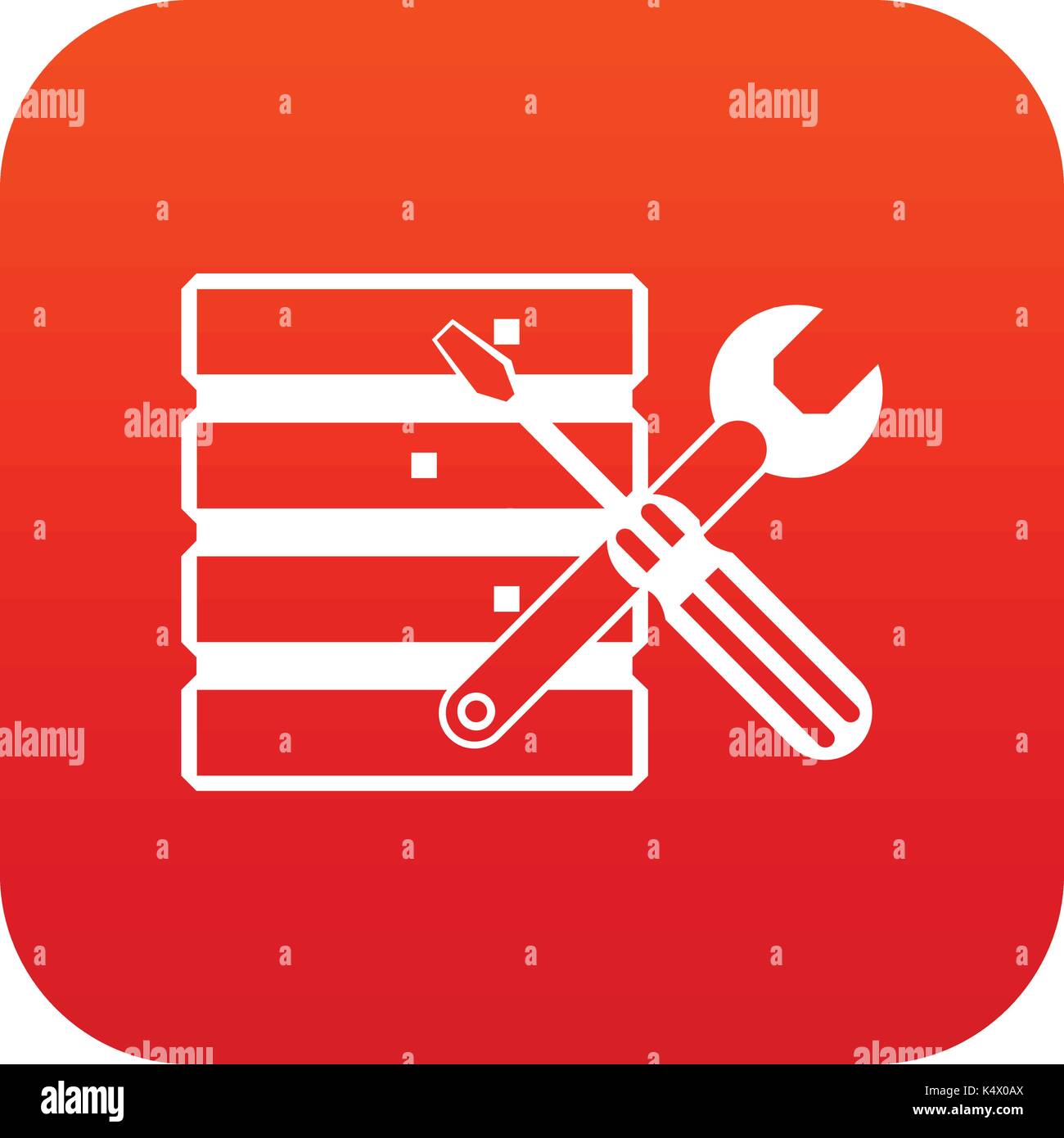 Database with screwdriverl and spanner icon digital red Stock Vector ...