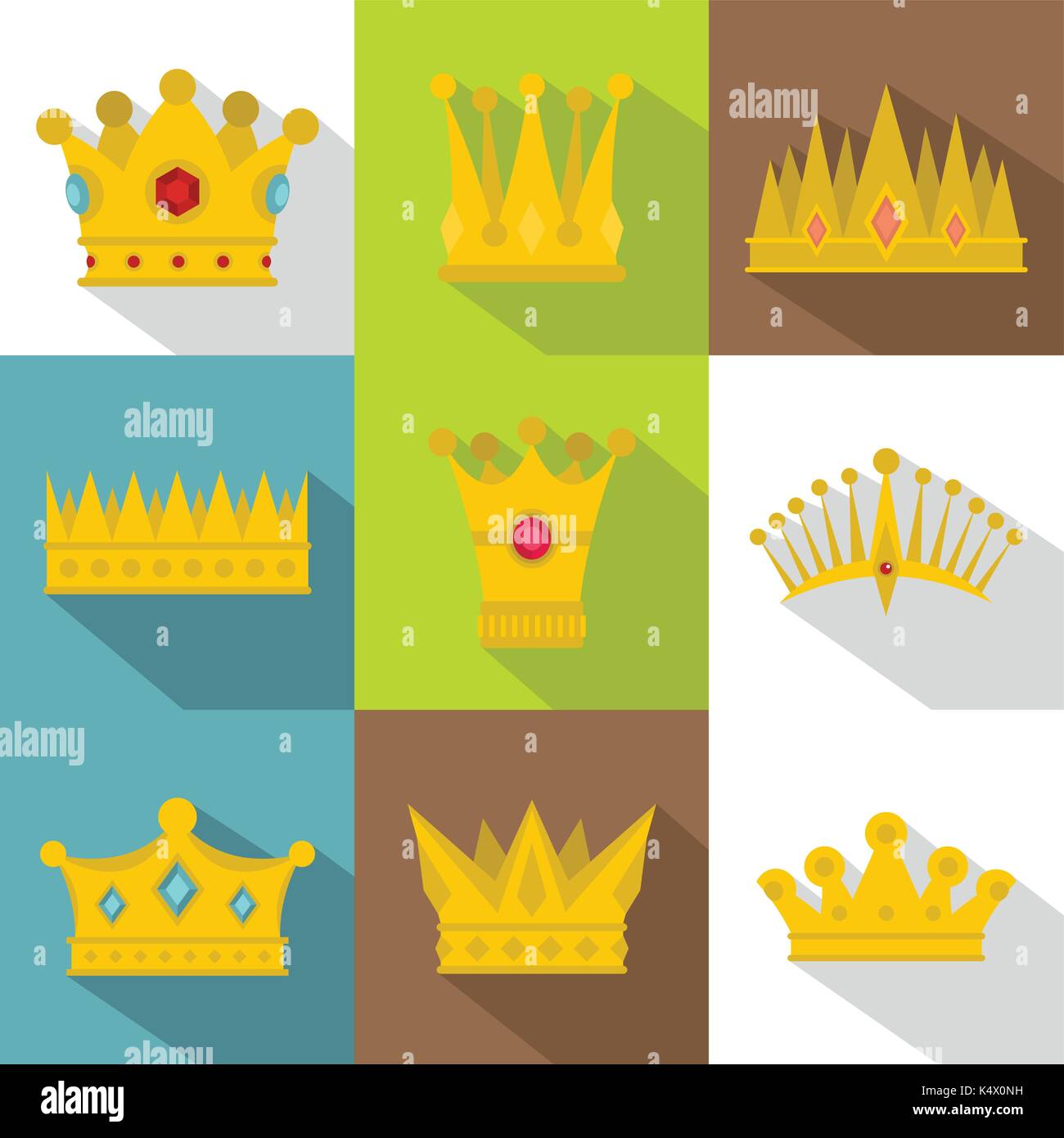 Medieval Crown Icon Set Flat Style Stock Vector Image And Art Alamy