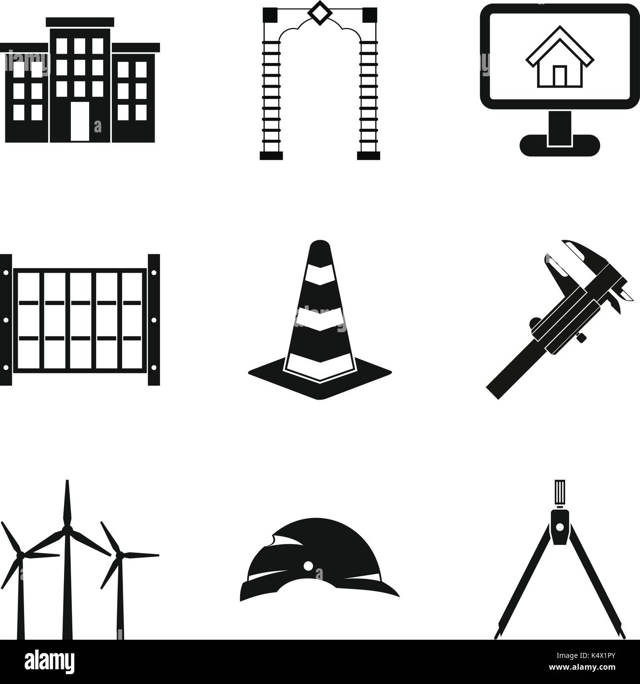 Architectural structure icons set, simple style Stock Vector Image ...