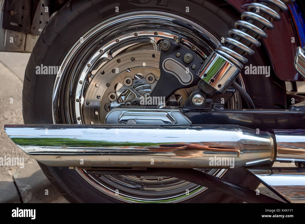Rear wheel of modern motorcycle Stock Photo - Alamy