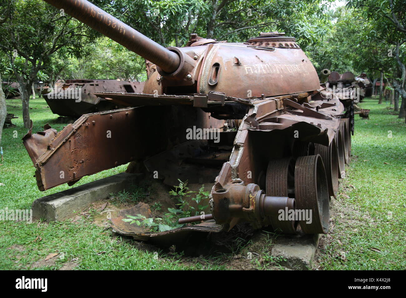 Destroyed tank in Cambodia Stock Photo - Alamy