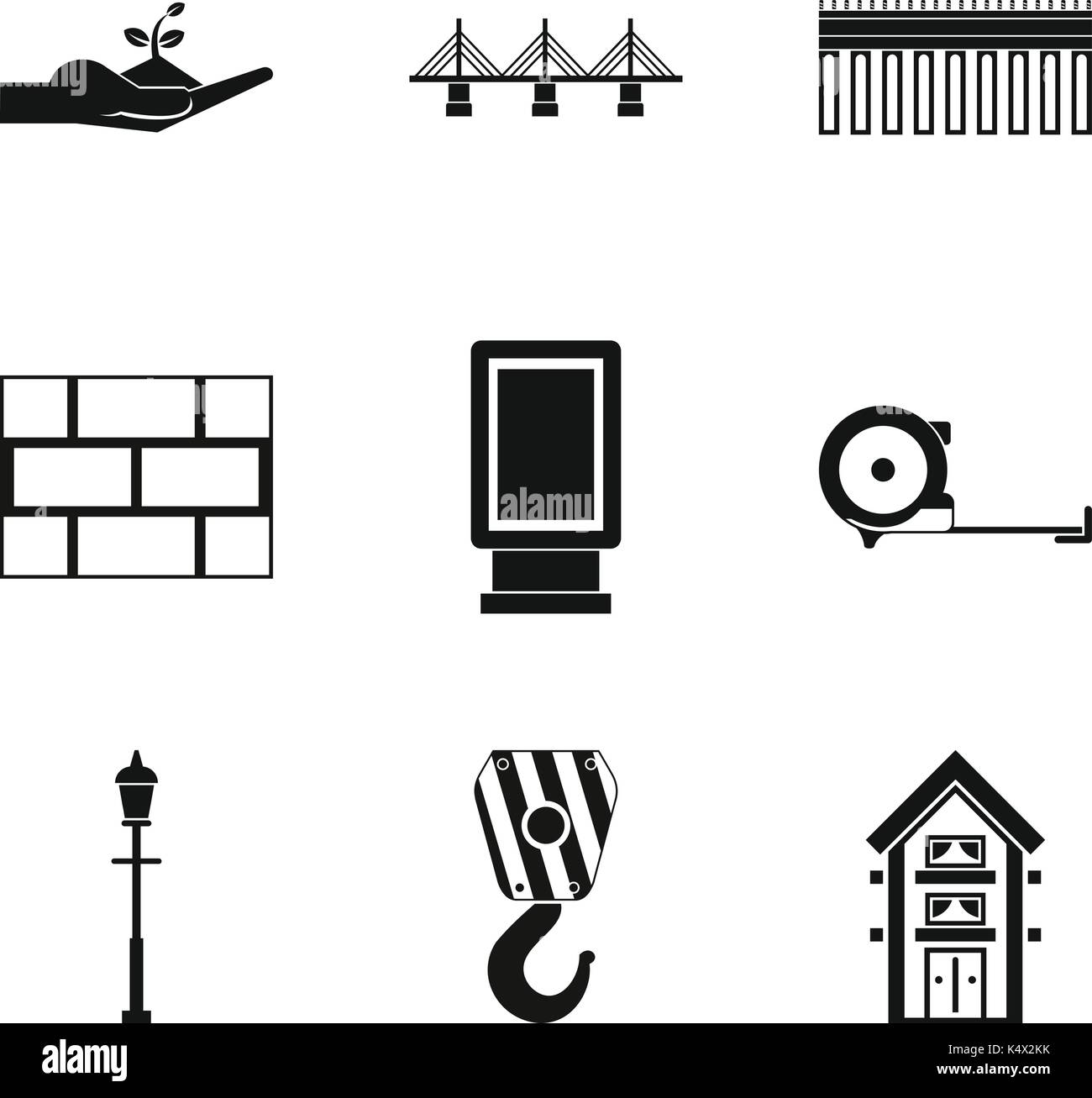 Brick building icons set, simple style Stock Vector Image & Art - Alamy